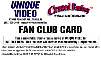 Unique Video / Crazed Fanboy Fan Club Card